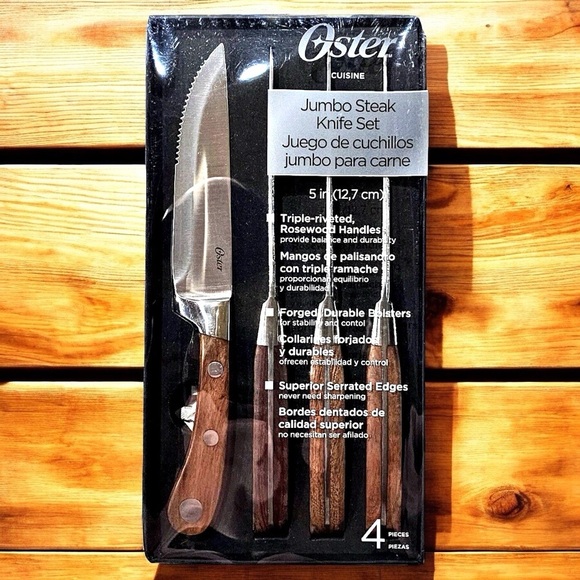 Oster | Kitchen | Oster Jumbo Steak Knife Set With Rosewood Handles ...